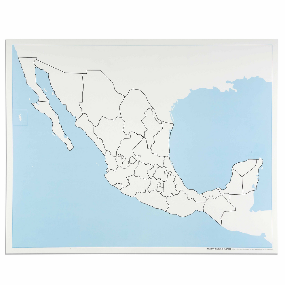 Blank control map of Mexico - Nienhuis AMI – Ma Petite Planète Montessori
